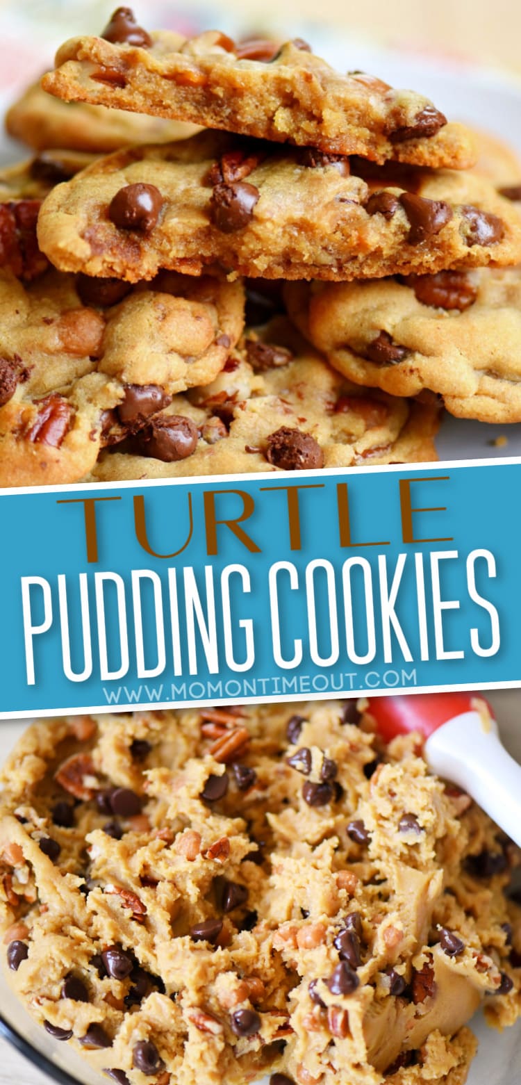 Chocolate Chip Turtle Pudding Cookies - Mom On Timeout