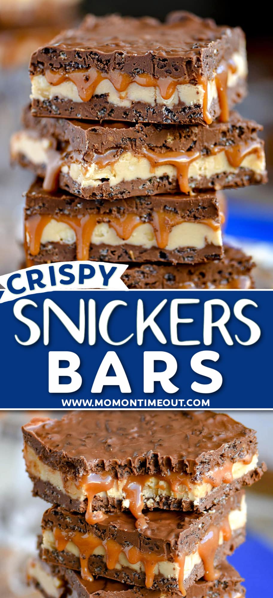 No Bake Crispy Snickers Bars | Mom On Timeout
