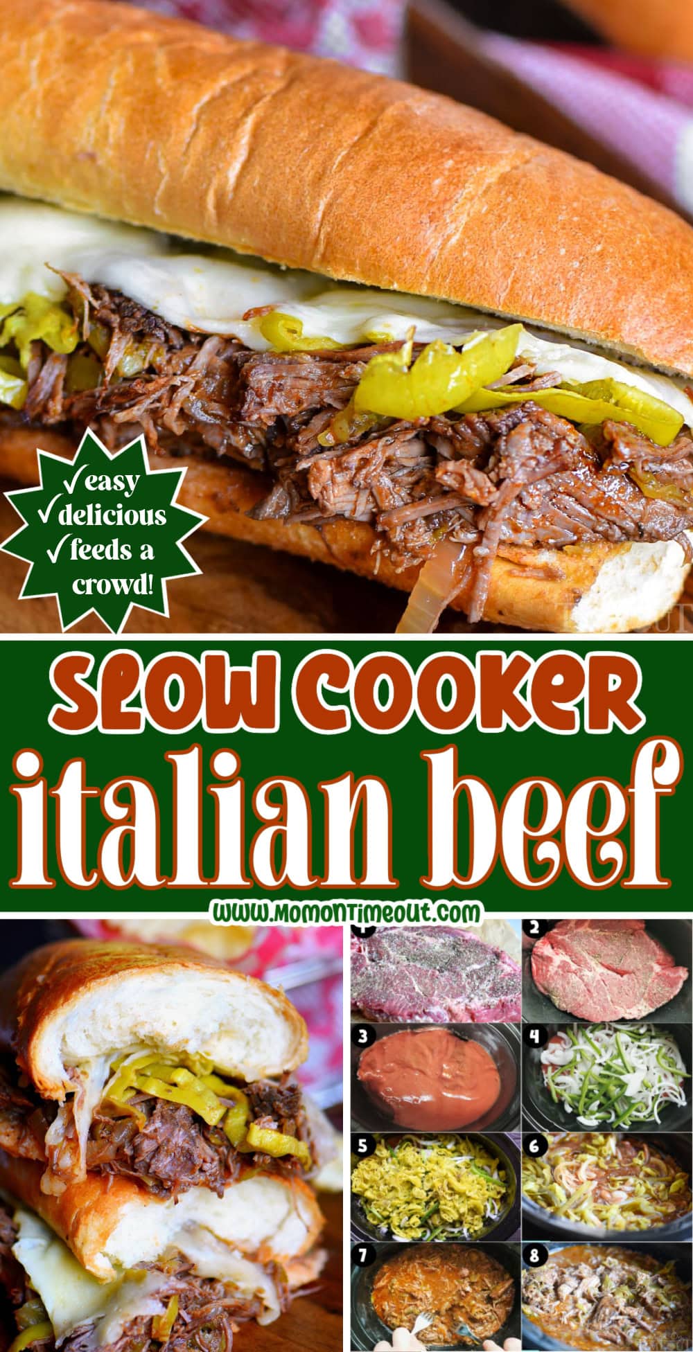 Slow Cooker Italian Beef Sandwiches - Mom On Timeout