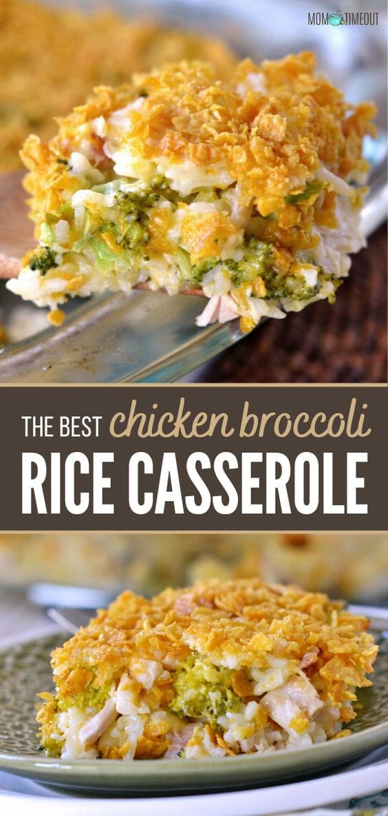 Cheesy Chicken Broccoli and Rice Casserole -Mom On Timeout
