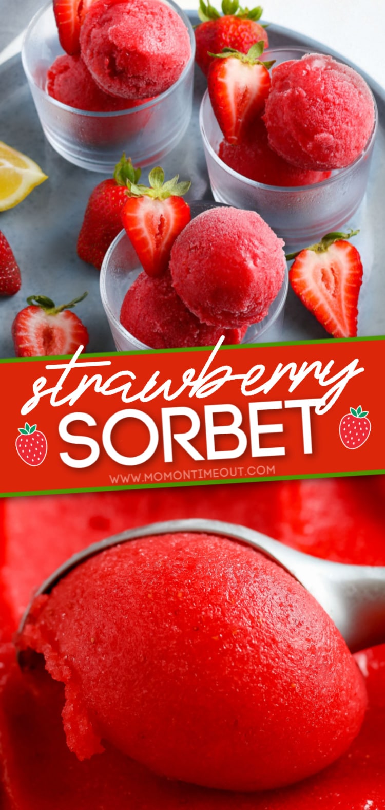 Strawberry Sorbet - Just 4 Ingredients! - Mom On Timeout