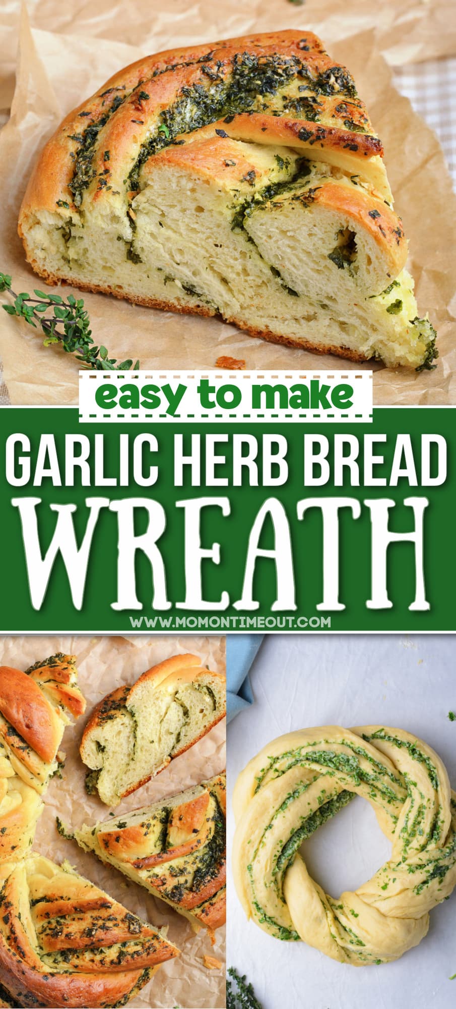 Garlic Herb Bread Wreath - Mom On Timeout