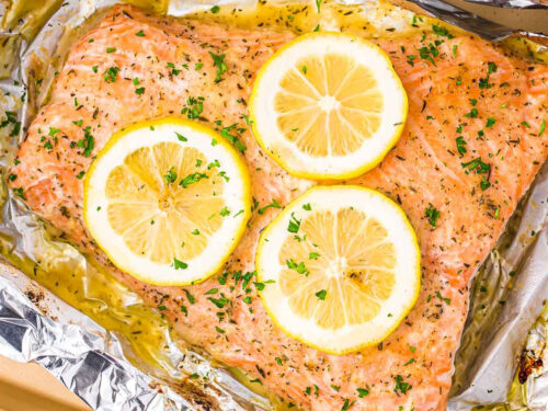 Oven baked salmon in foil store