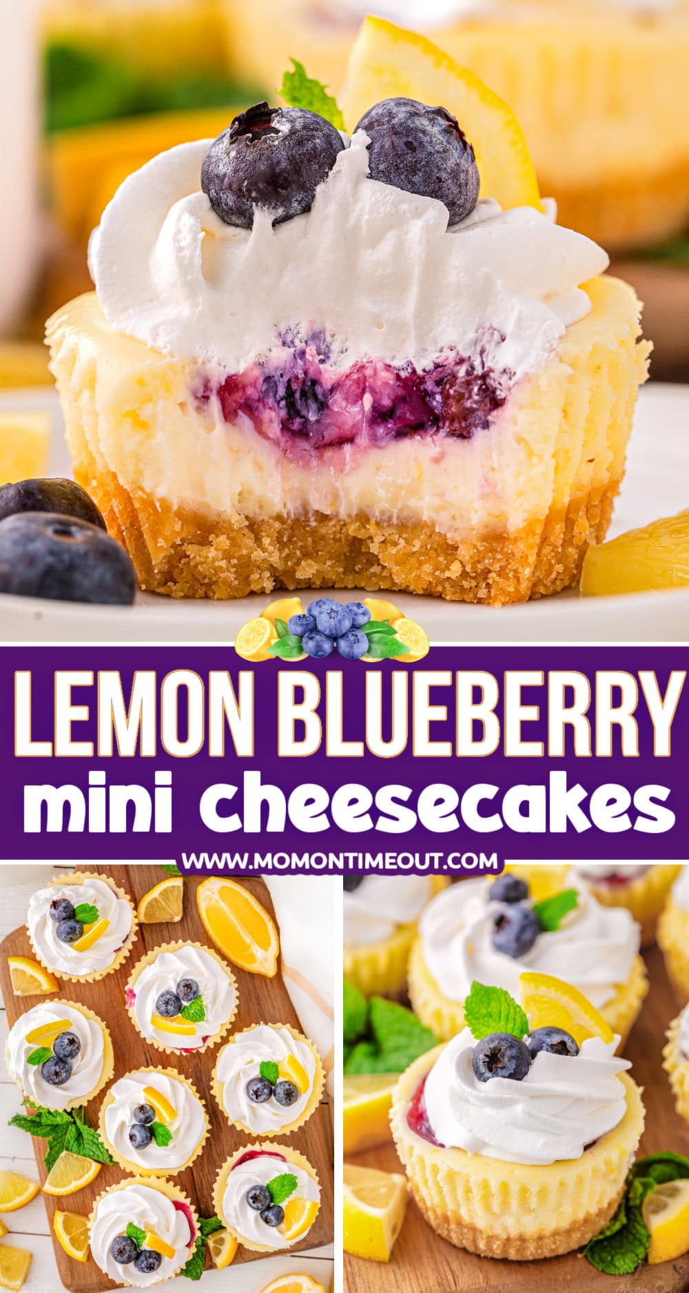Lemon Blueberry Mini Cheesecakes - Mom On Timeout