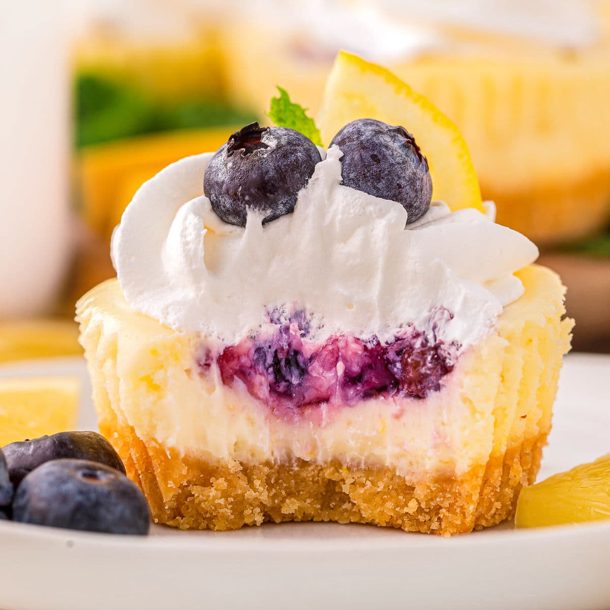 Lemon Blueberry Mini Cheesecakes - Mom On Timeout